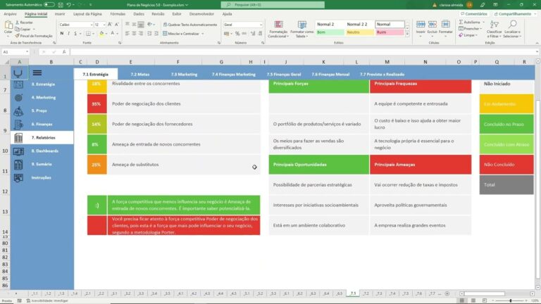 Modelo de Plano de Negócios em Excel | Actualizado enero 2026